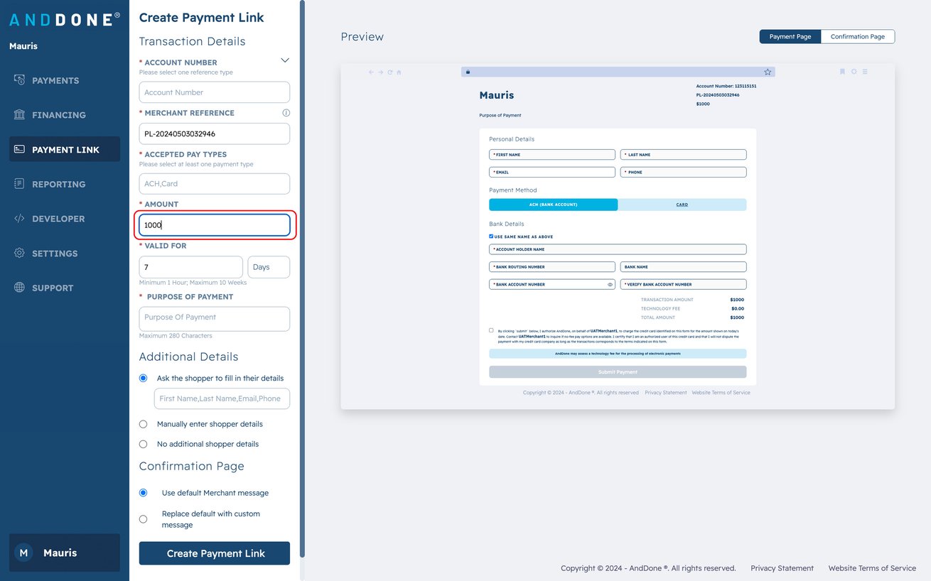 How do I create and customize a payment link?