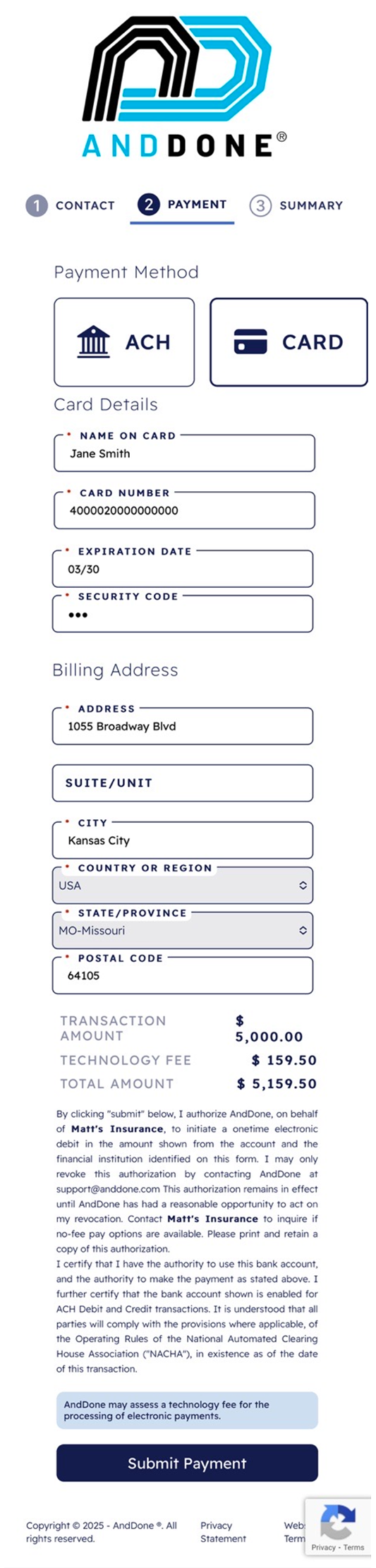 Making a payment using Anytime Payments or Unique Payment Links.